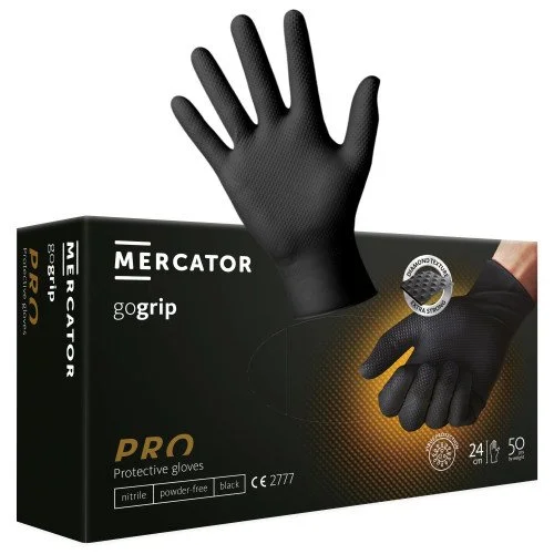 Manusi Nitril Mercator GoGrip, Negre, 50 buc, M - Produse de curatenie ...