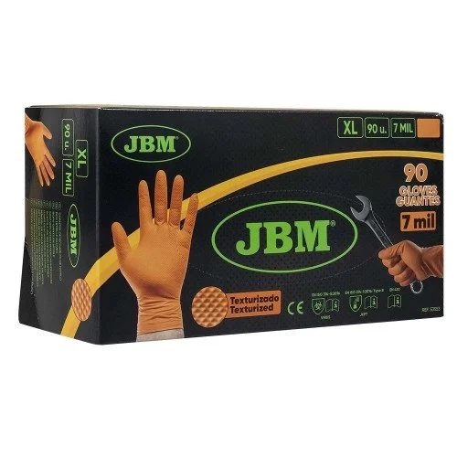 Manusi Texturate Nitril JBM Diamond Texture, Portocaliu, XL, 90 buc ...